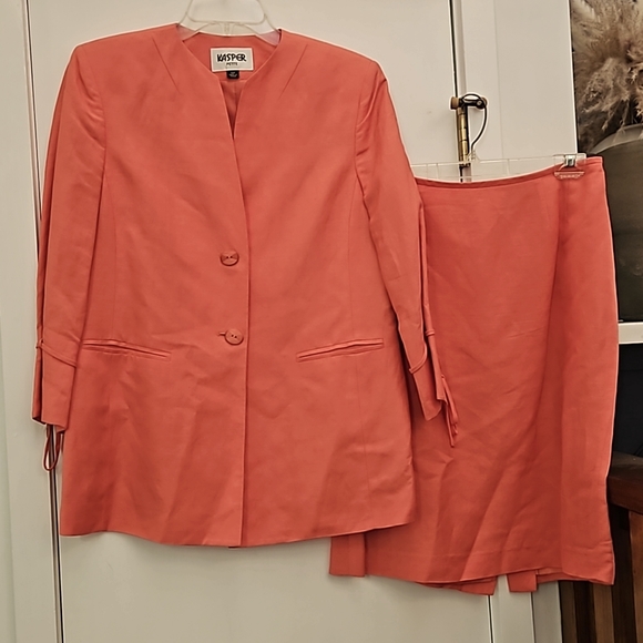 Kasper | Dresses | Kasper Suit Size P Skirt And Jacket Salmon Color ...